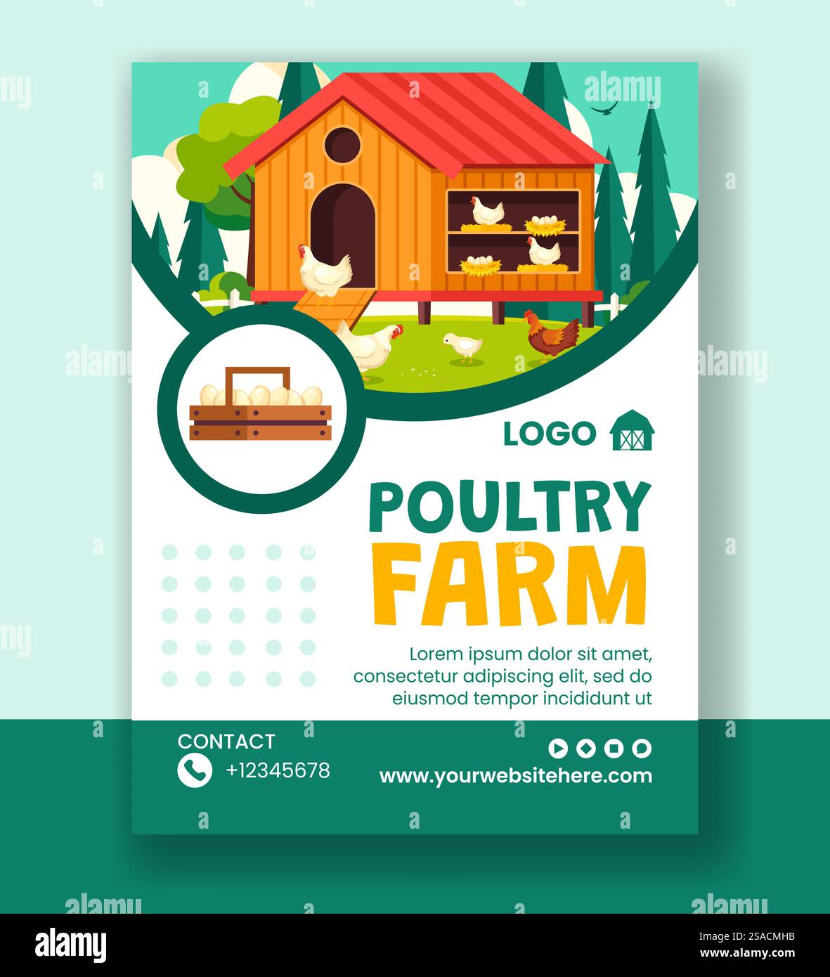 Poultry Farm Vertical Poster Flat Cartoon Hand Drawn Templates ...