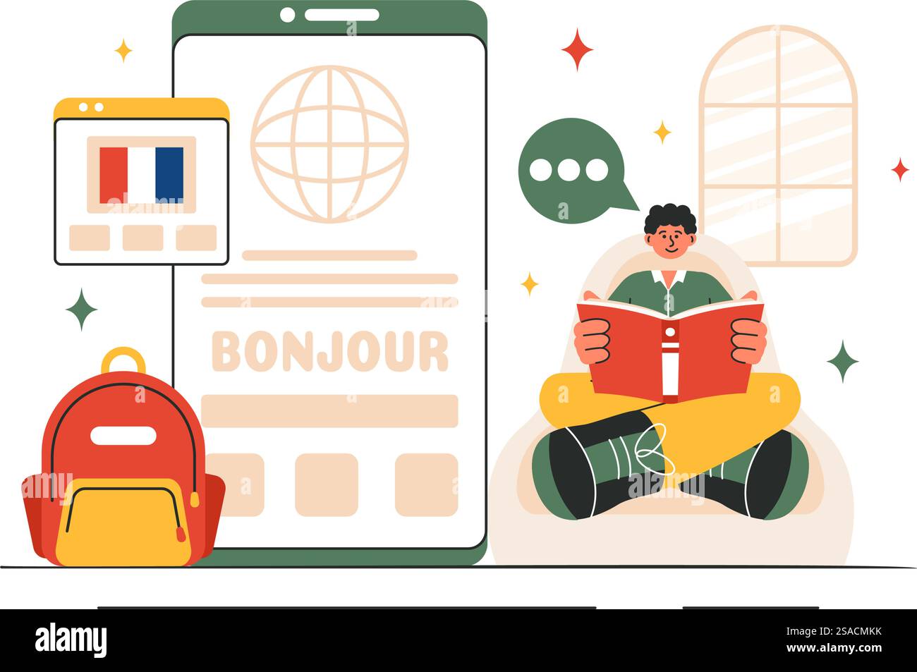 Language School Vector Illustration of Online Learning, Courses ...