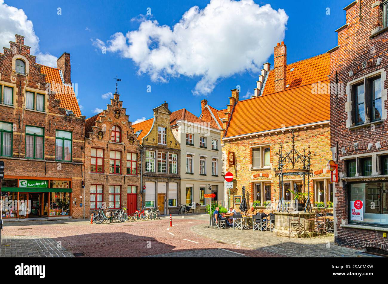 Bruges, Belgium, July 5, 2023: traditional Flemish revival style ...