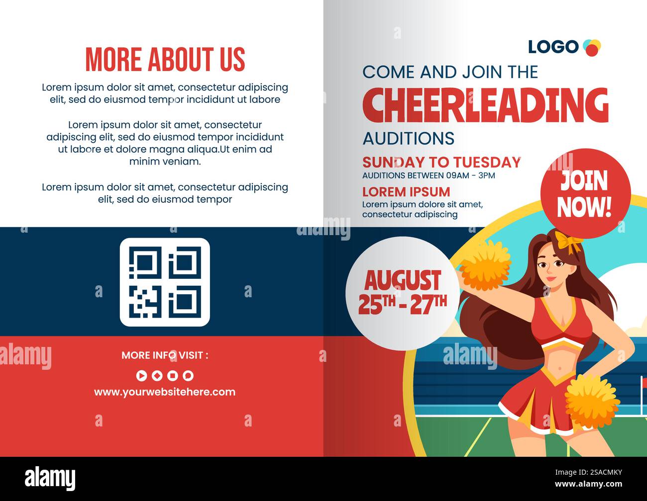 Cheerleading Brochure Cartoon Hand Drawn Templates Background ...