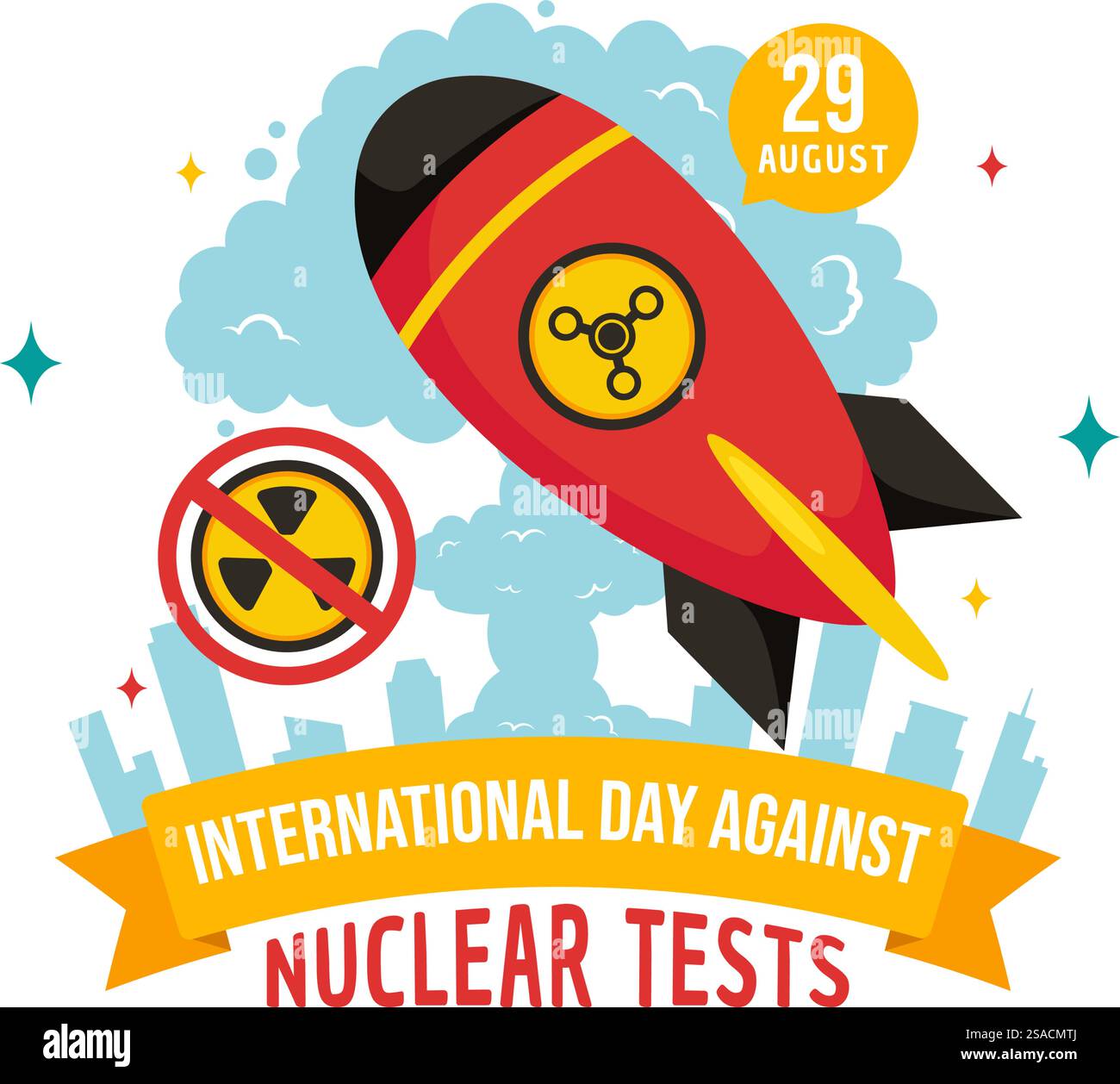 International Day Against Nuclear Tests Vector Illustration for August ...
