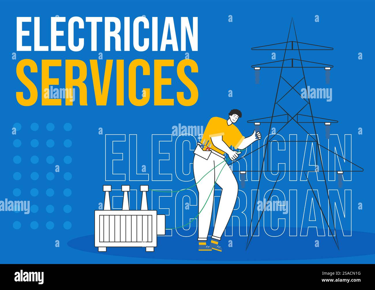Electrician Services Social Media Background Flat Cartoon Hand Drawn ...