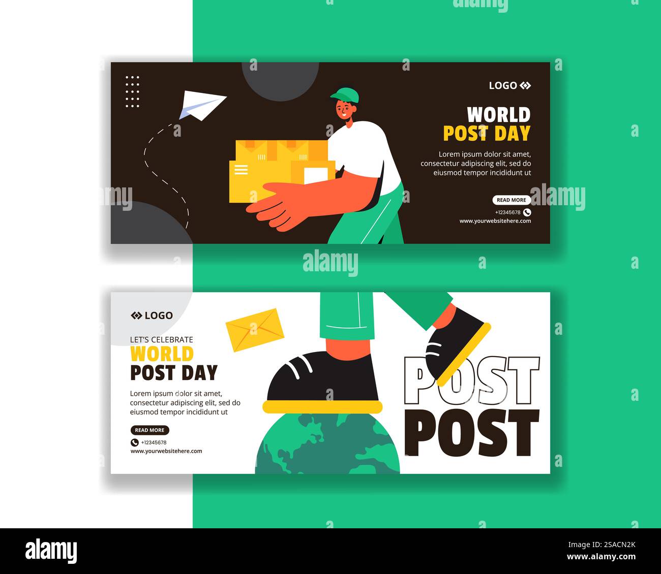 Post Day Horizontal Banner Flat Cartoon Hand Drawn Templates Background ...