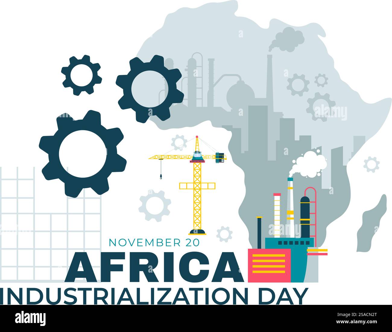 African Industrialization Day Vector Illustration of a Factory Building ...
