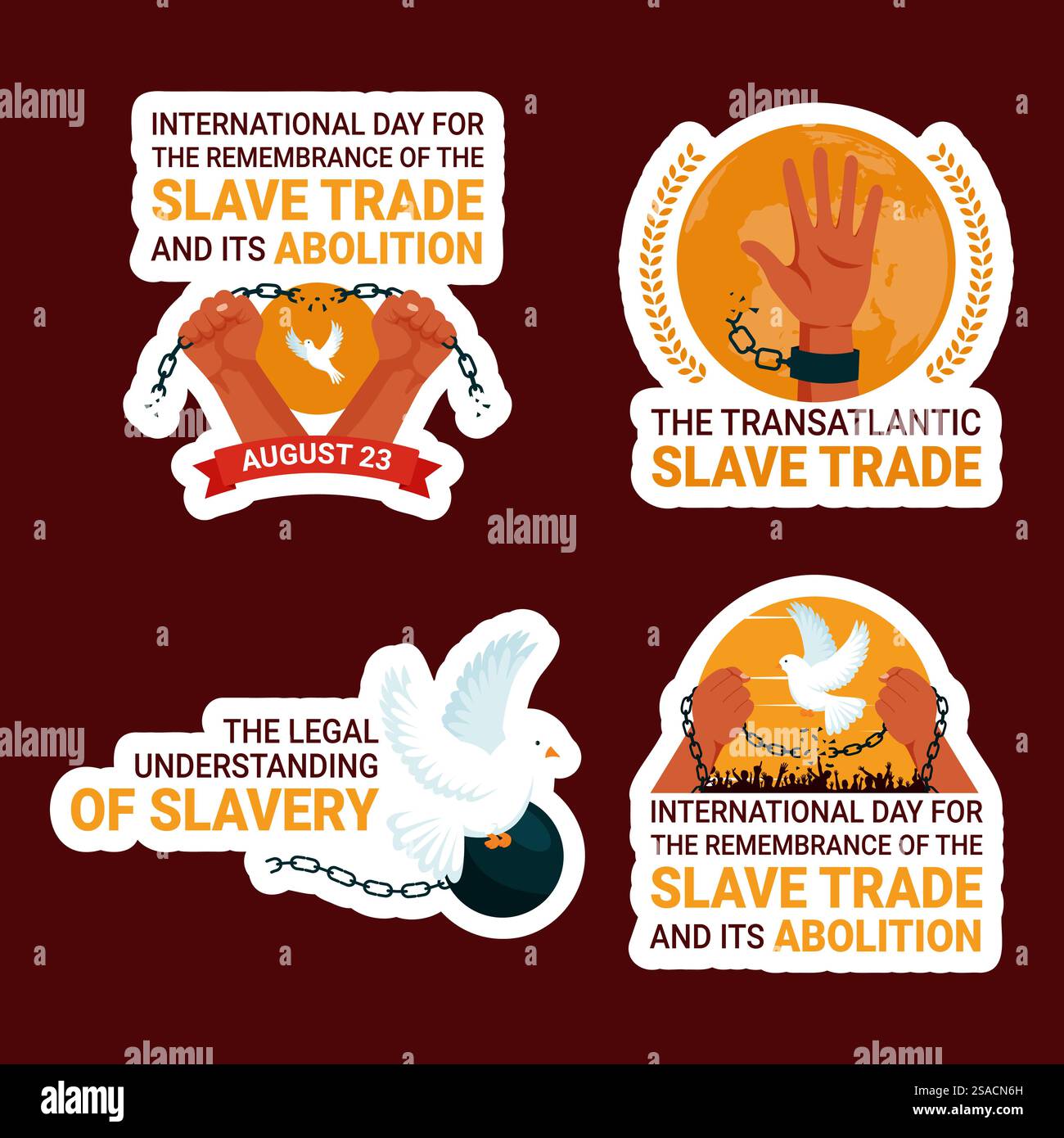Slave Trade and Abolition Day Label Flat Cartoon Hand Drawn Templates ...