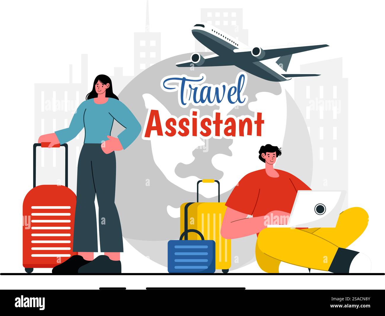 Travel Assistant Vector Illustration for Help and Facilitate Tourists ...