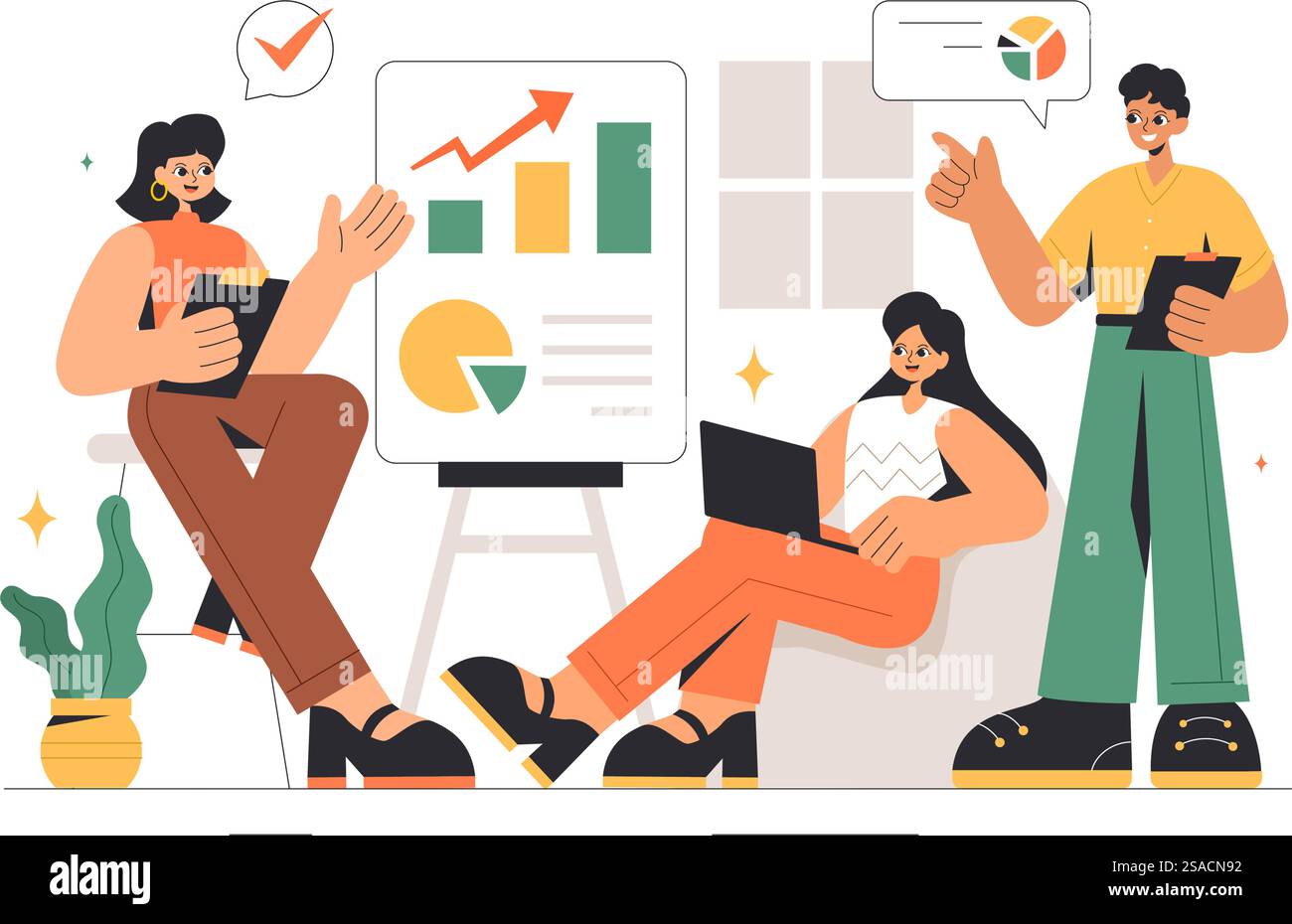 Vector Illustration of Women Leaders in Business, featuring a Female ...