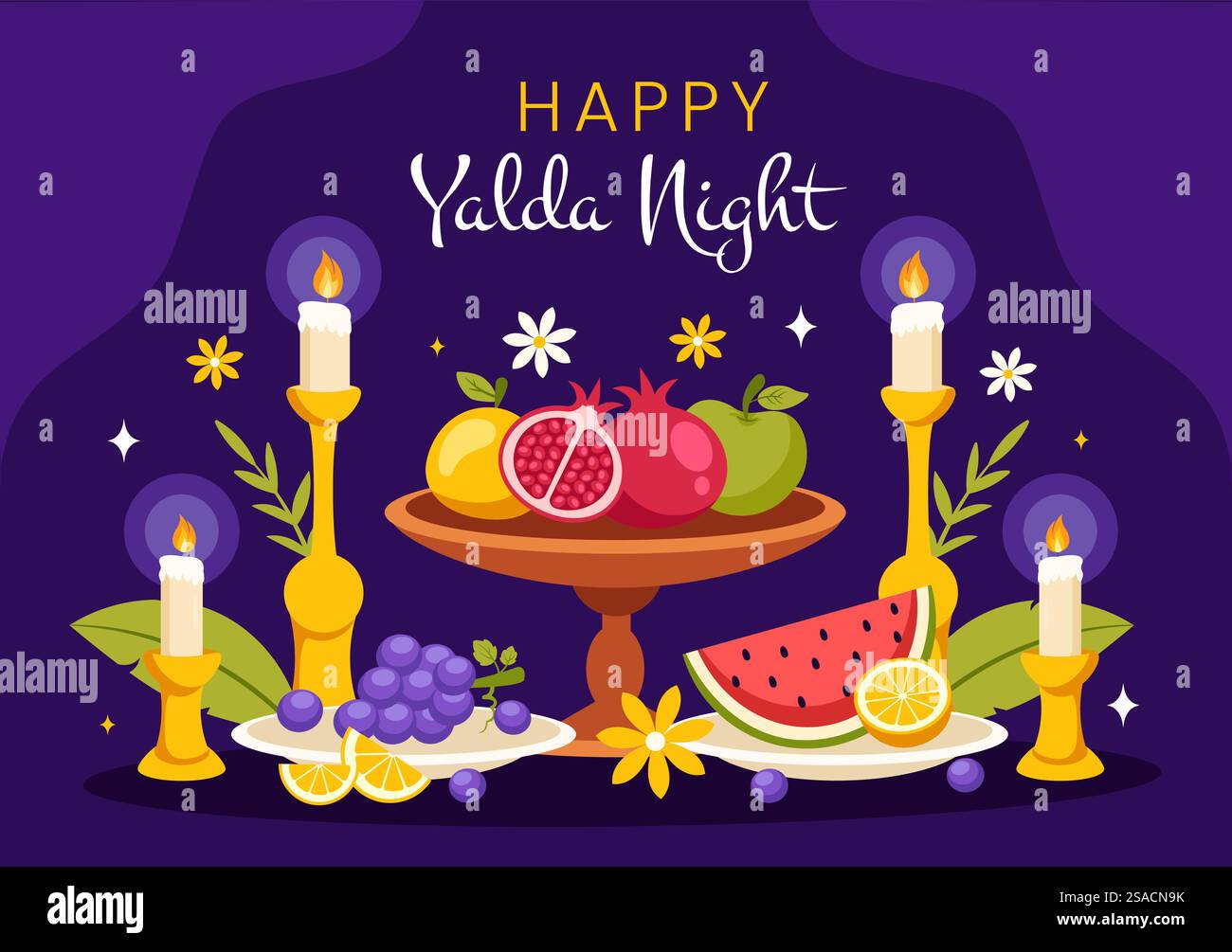 Happy Yalda Night Vector Illustration of an Iranian Festival, featuring ...