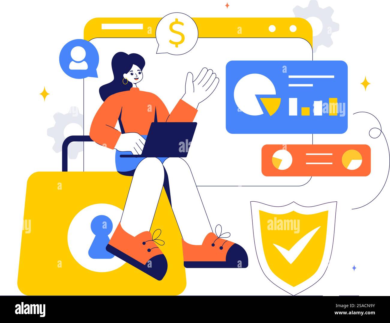 Cyber Threat Analysis Vector Illustration Featuring Vulnerability
