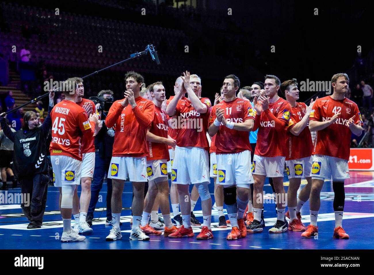 Fornebu 20250129. Denmark celebrates during the quarter-final of the ...