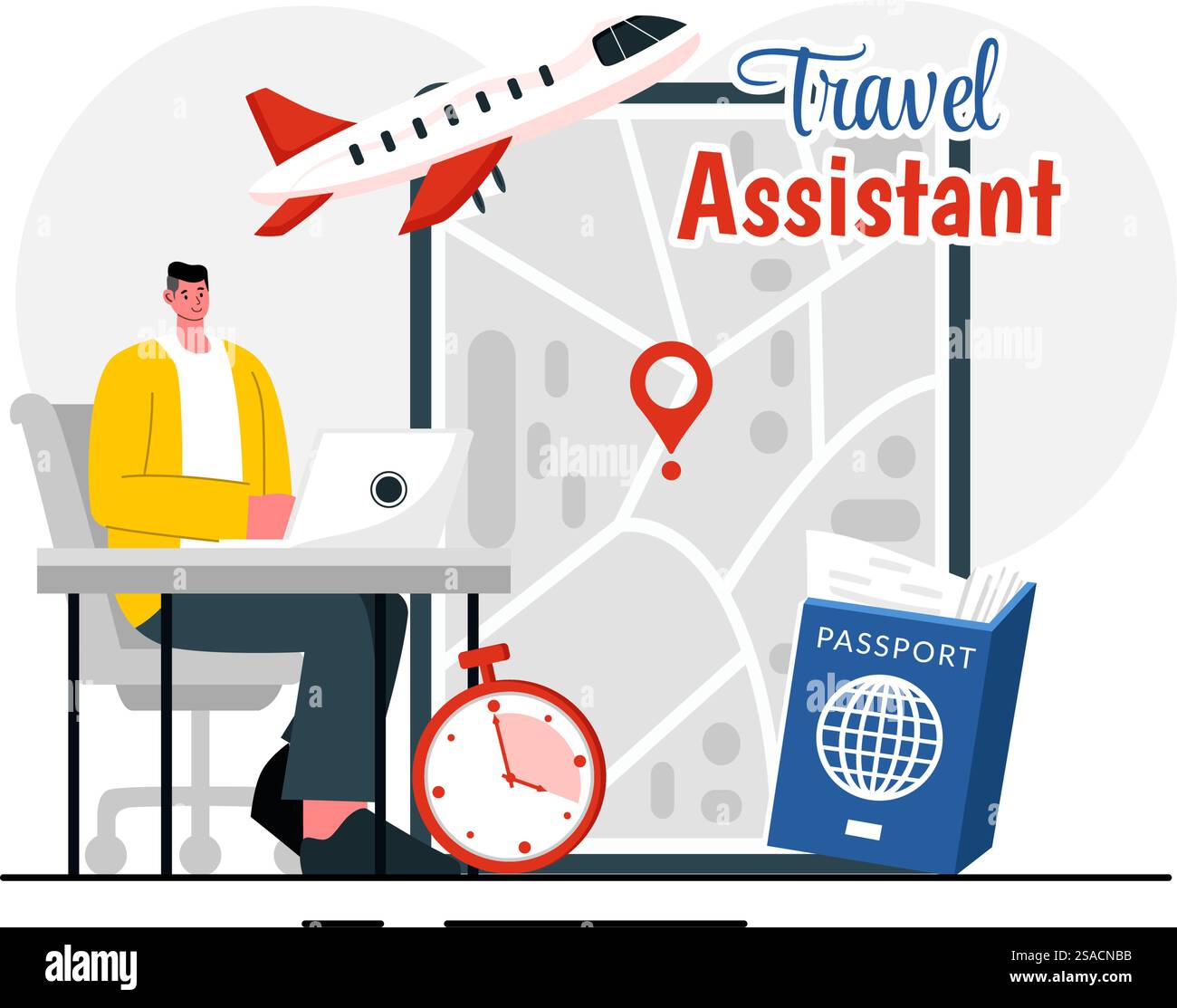 Travel Assistant Vector Illustration for Help and Facilitate Tourists ...