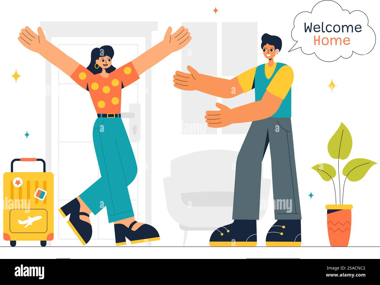 Homecoming Vector Illustration featuring a Joyous Moment of Reunion ...