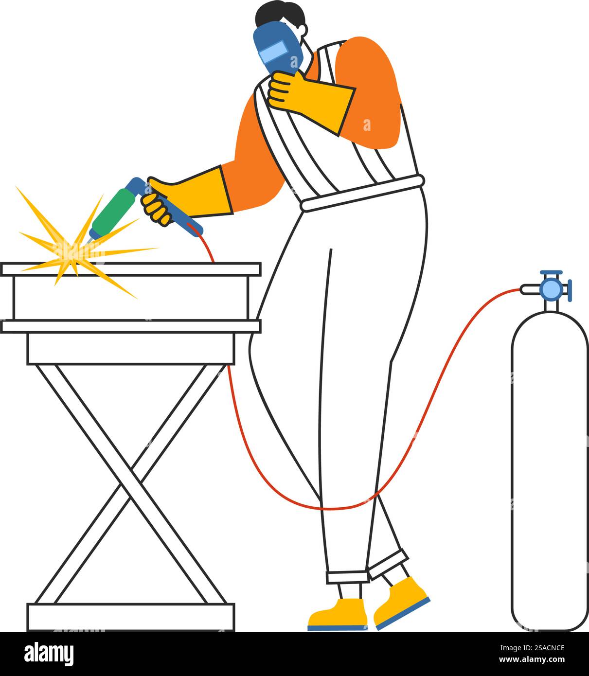 Welding Service Vector Illustration with Professional Welder Job Weld ...