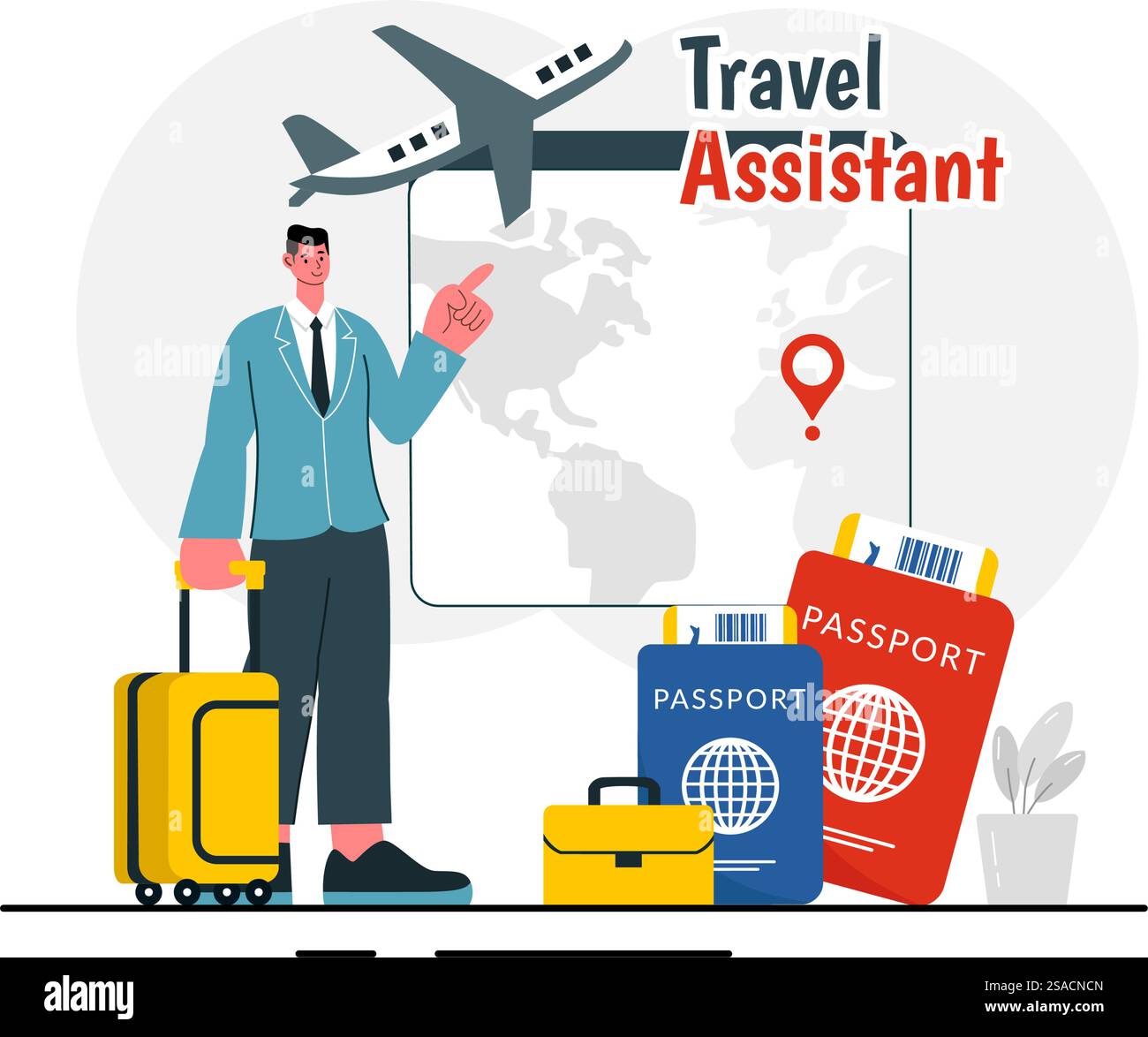 Travel Assistant Vector Illustration for Help and Facilitate Tourists ...