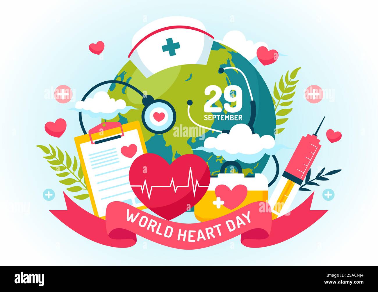World Heart Day Vector Illustration on 29 September to Raise Awareness ...