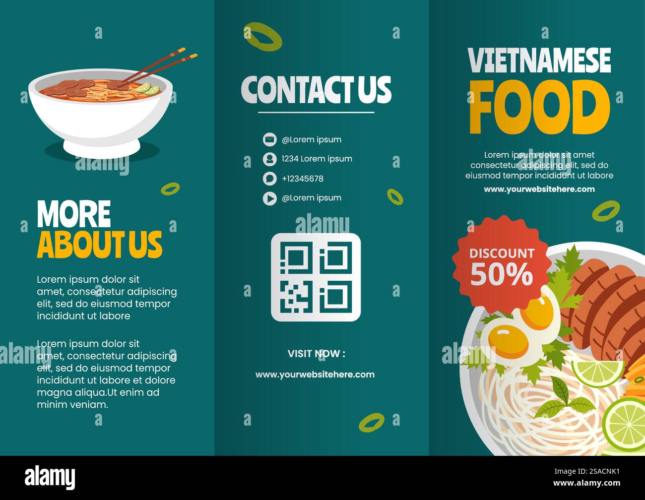Vietnamese Food Brochure Cartoon Hand Drawn Templates Background ...