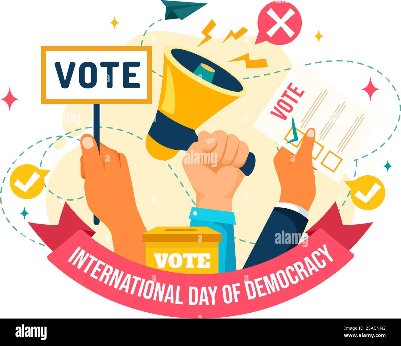 International Day of Democracy Vector Illustration on September 15 with ...
