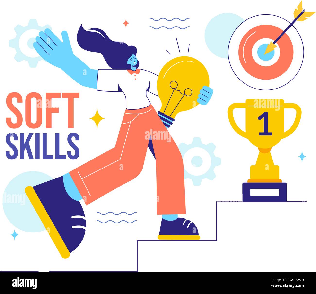Vector Illustration of Office Workers Demonstrating Soft Skills of ...