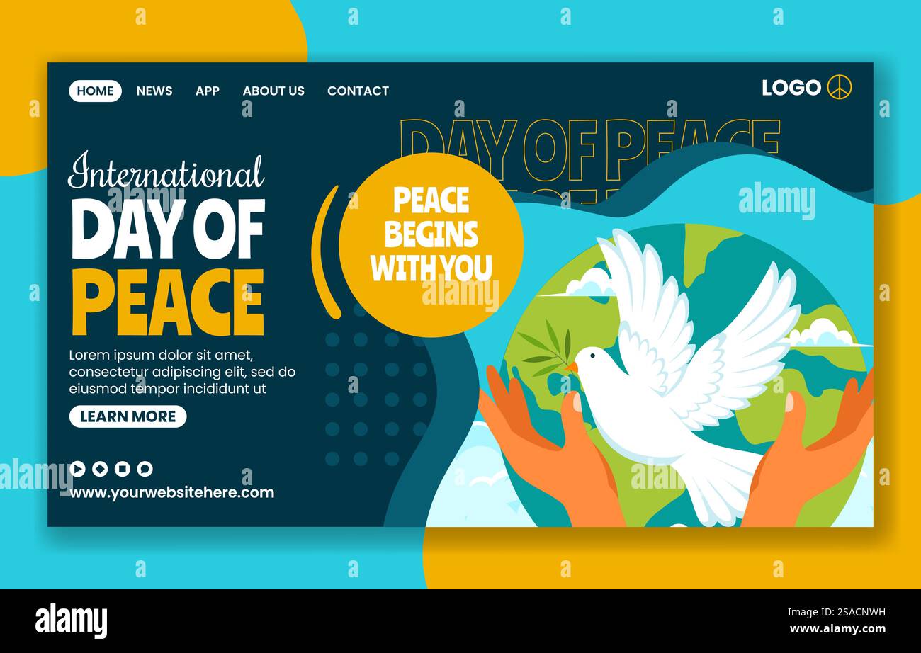 International Peace Day Social Media Landing Page Cartoon Template ...