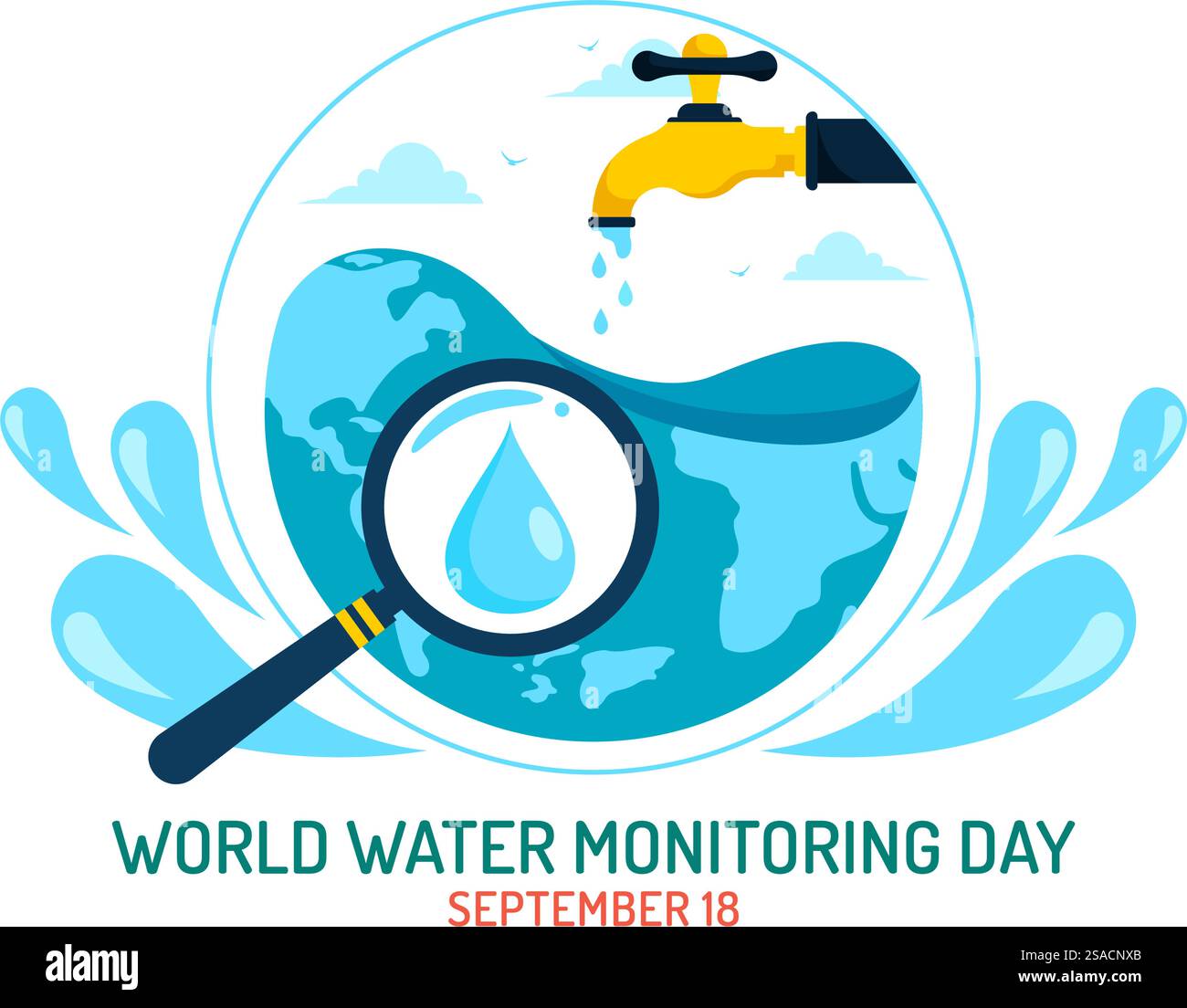 World Water Monitoring Day Vector Illustration on September 18 with ...