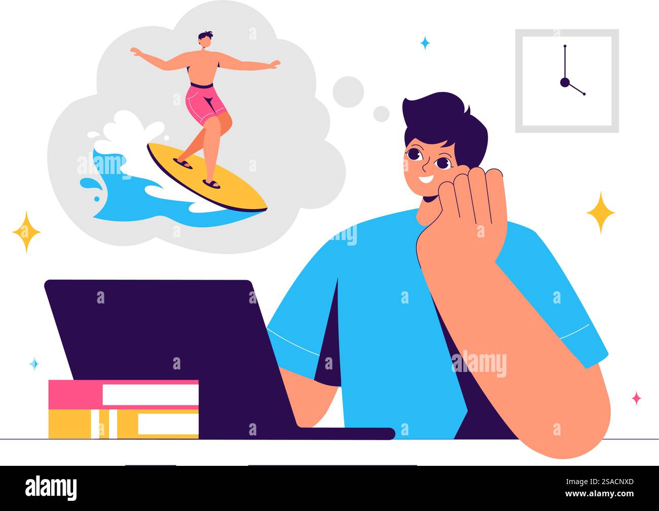 Vector Illustration of People Daydreaming, Imagining, and Fantasizing ...