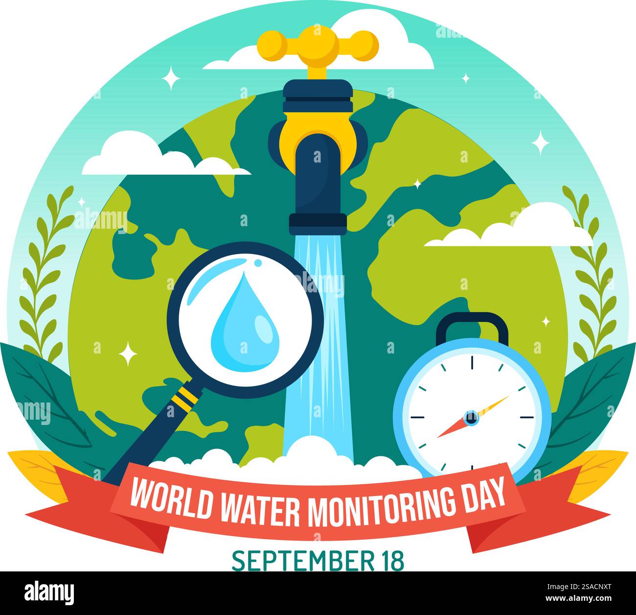 World Water Monitoring Day Vector Illustration on September 18 with ...