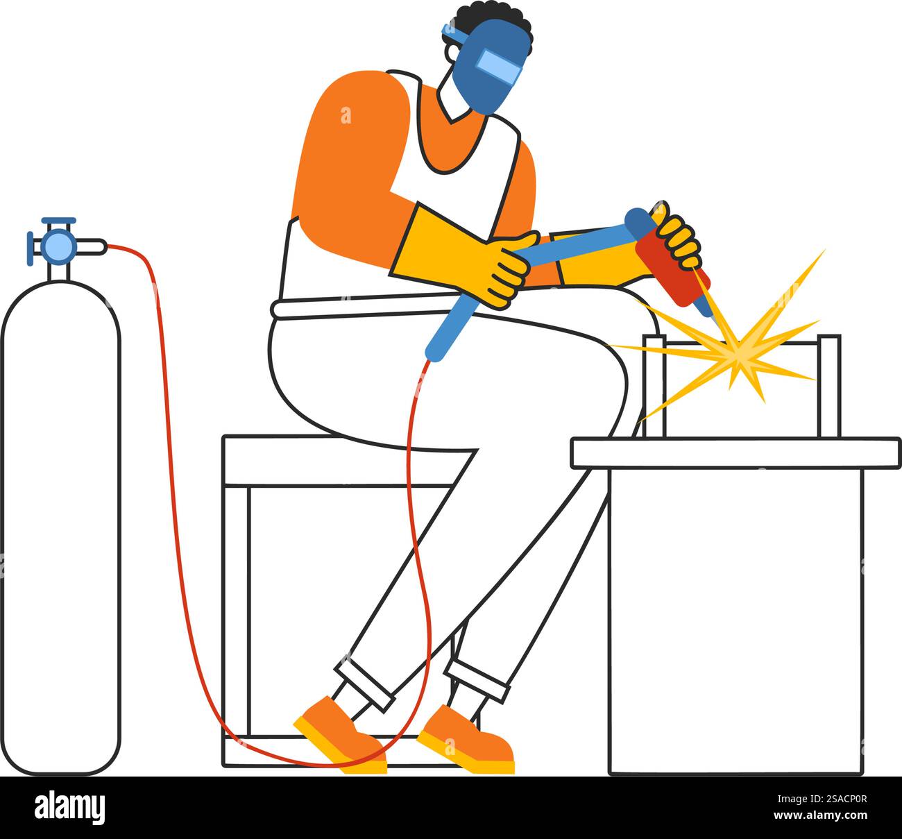 Welding Service Vector Illustration with Professional Welder Job Weld Metal Structures, Pipe and ...