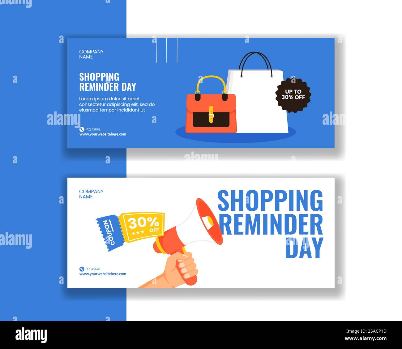 Shopping Reminder Day Horizontal Banner Flat Cartoon Hand Drawn ...