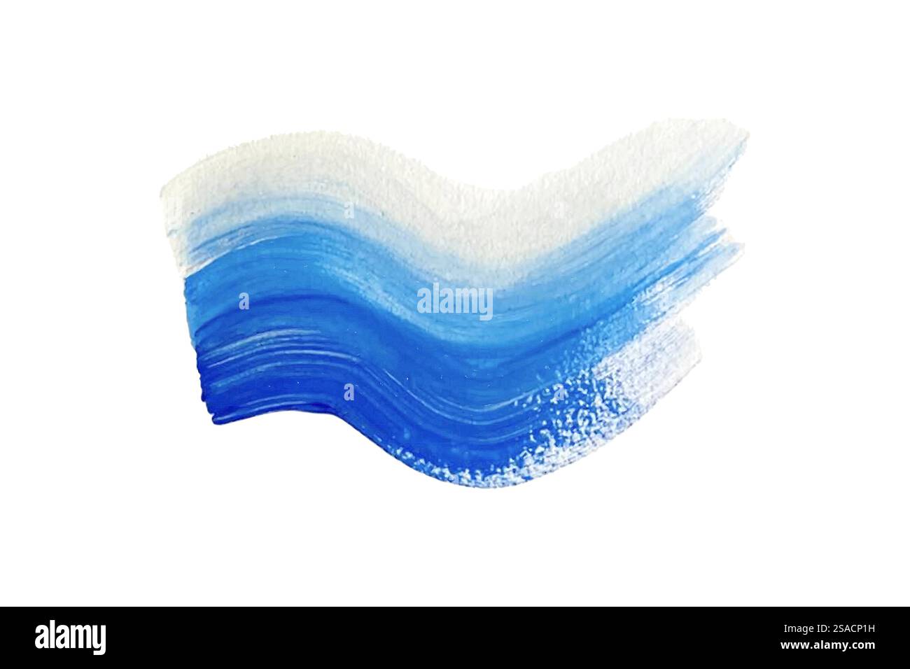 Blue brush wave stroke with acrylic or gouache paint, marine theme ...