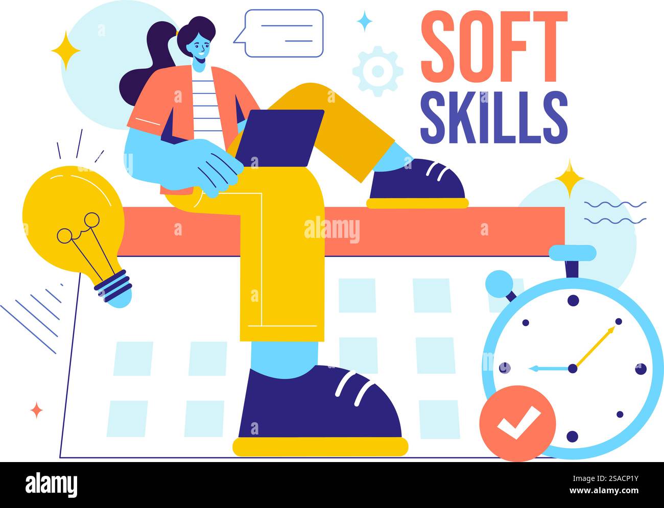 Vector Illustration of Office Workers Demonstrating Soft Skills of Empathy, Communication, Idea ...