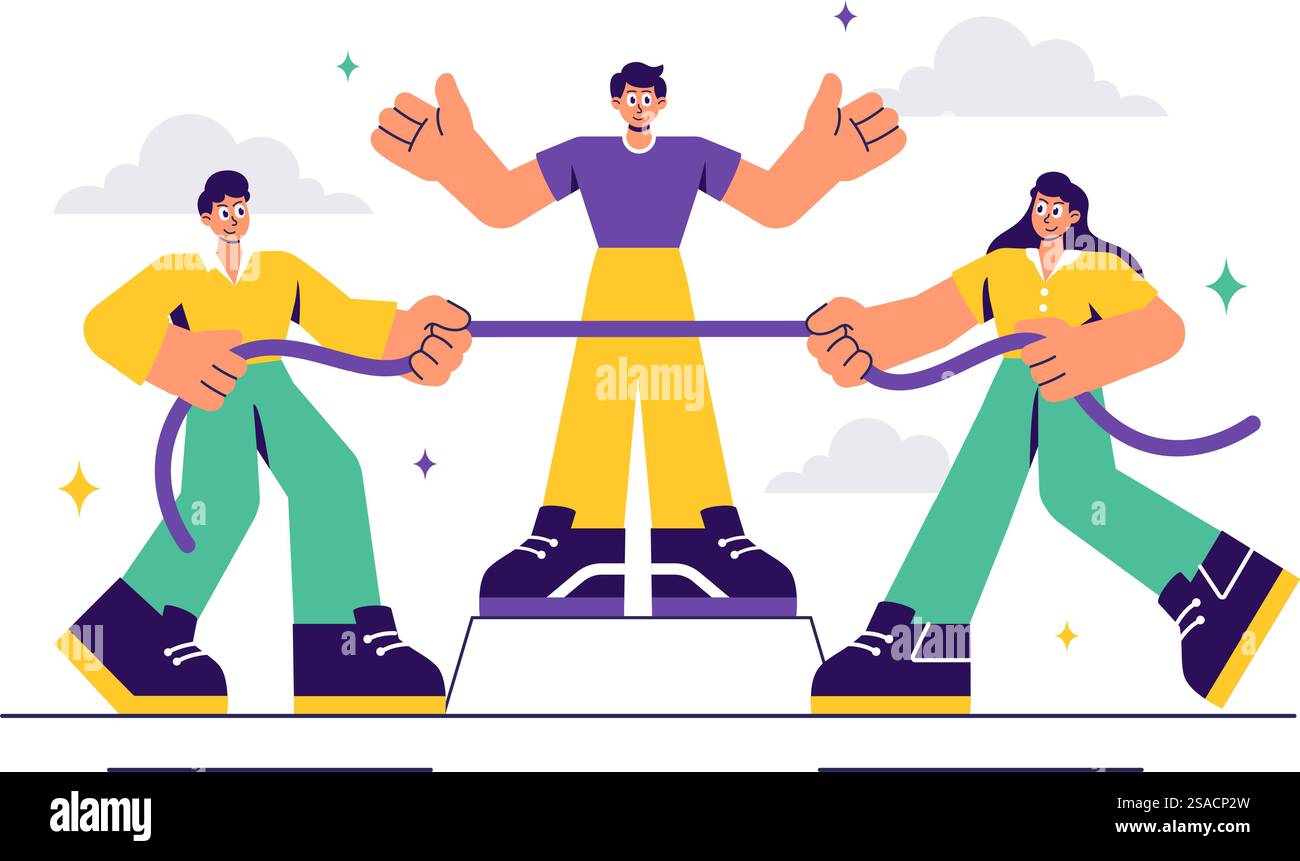 Vector Illustration of Conflict Resolution and Management featuring Two ...