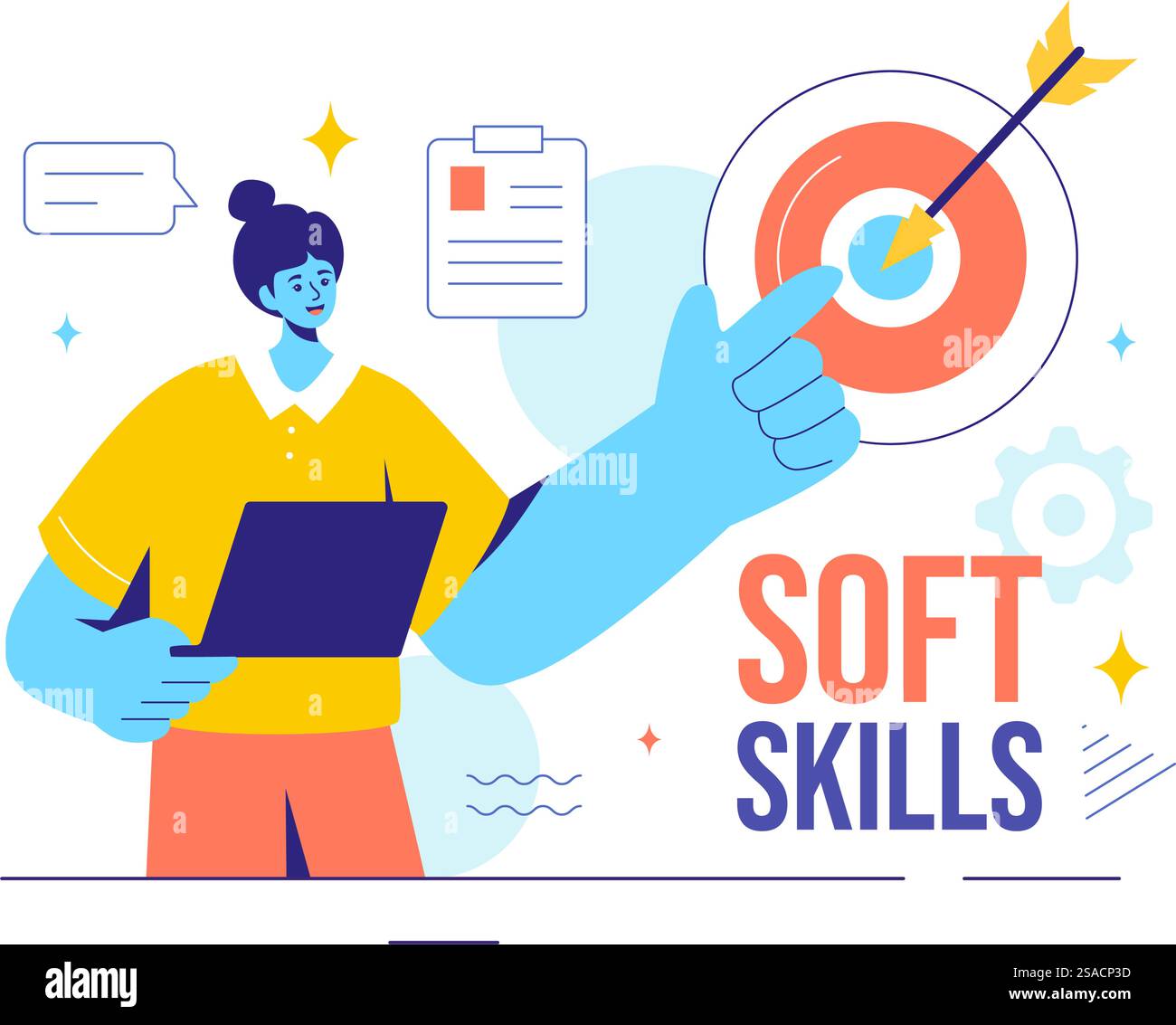 Vector Illustration of Office Workers Demonstrating Soft Skills of Empathy, Communication, Idea ...