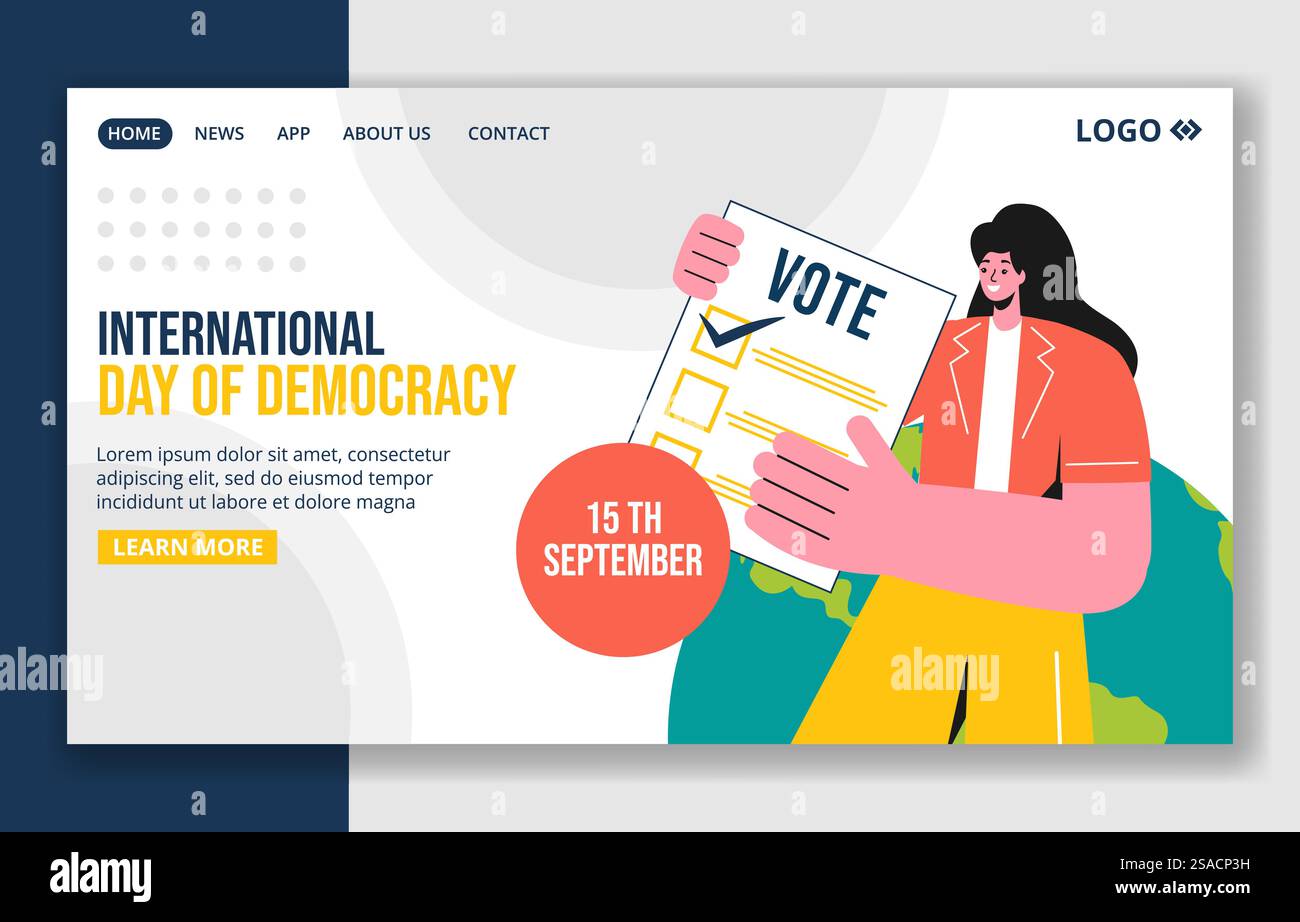 Democracy Day Social Media Landing Page Cartoon Hand Drawn Templates ...