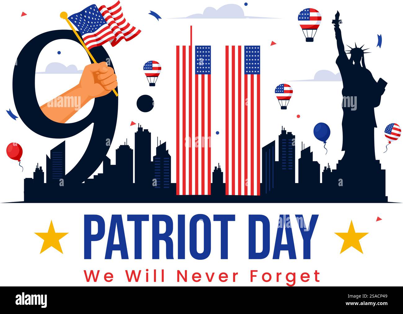 Happy USA Patriot Day Vector Illustration featuring the United States ...