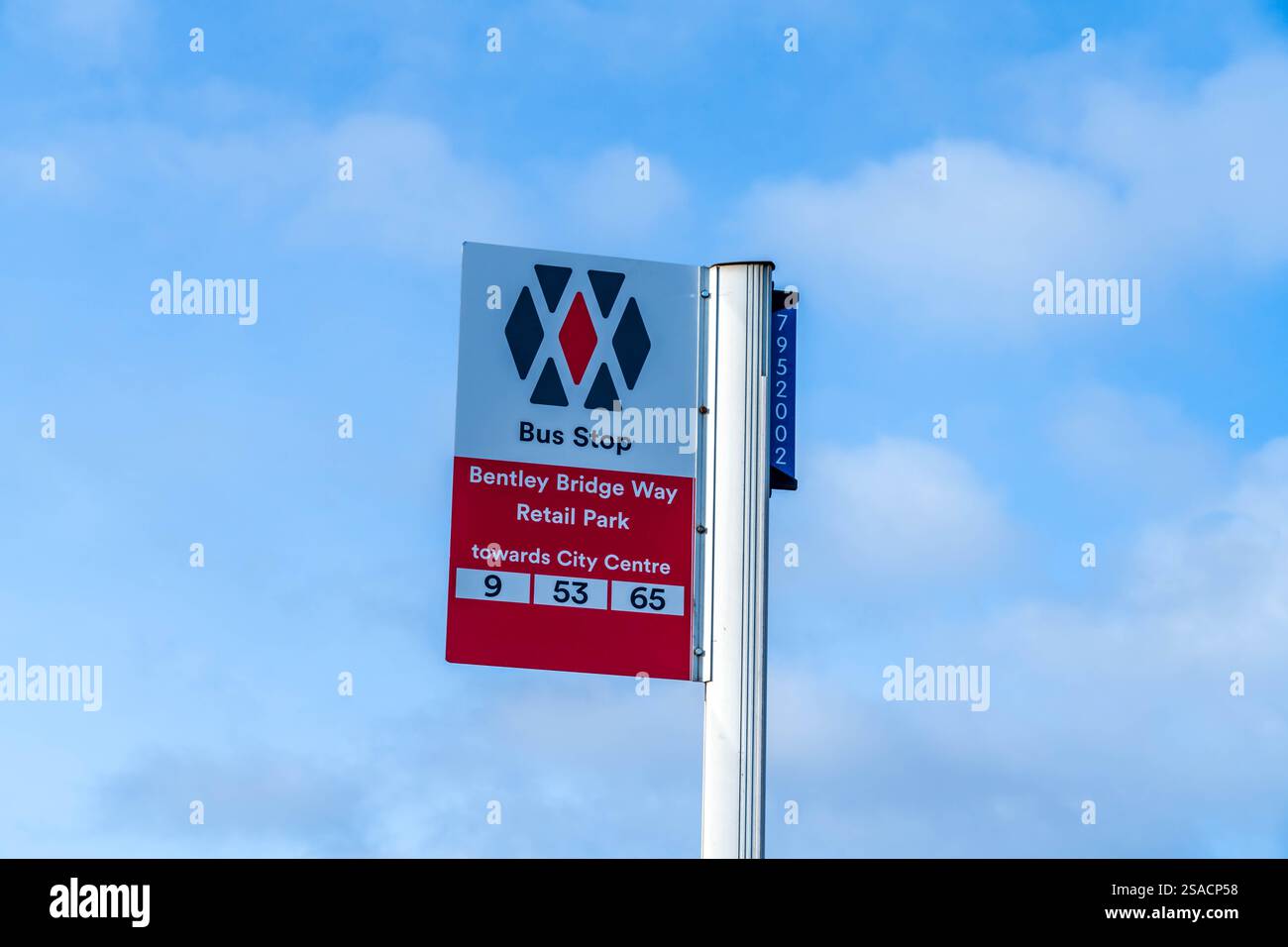 Wednesfield, UK – January20 2025: Bus stop of NX West Midlands, a bus ...