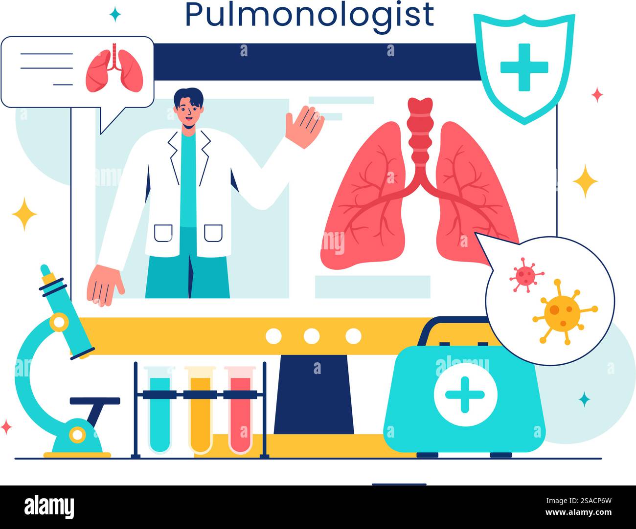 Pulmonologist Vector Illustration with Pulmonology Doctor, Lungs ...