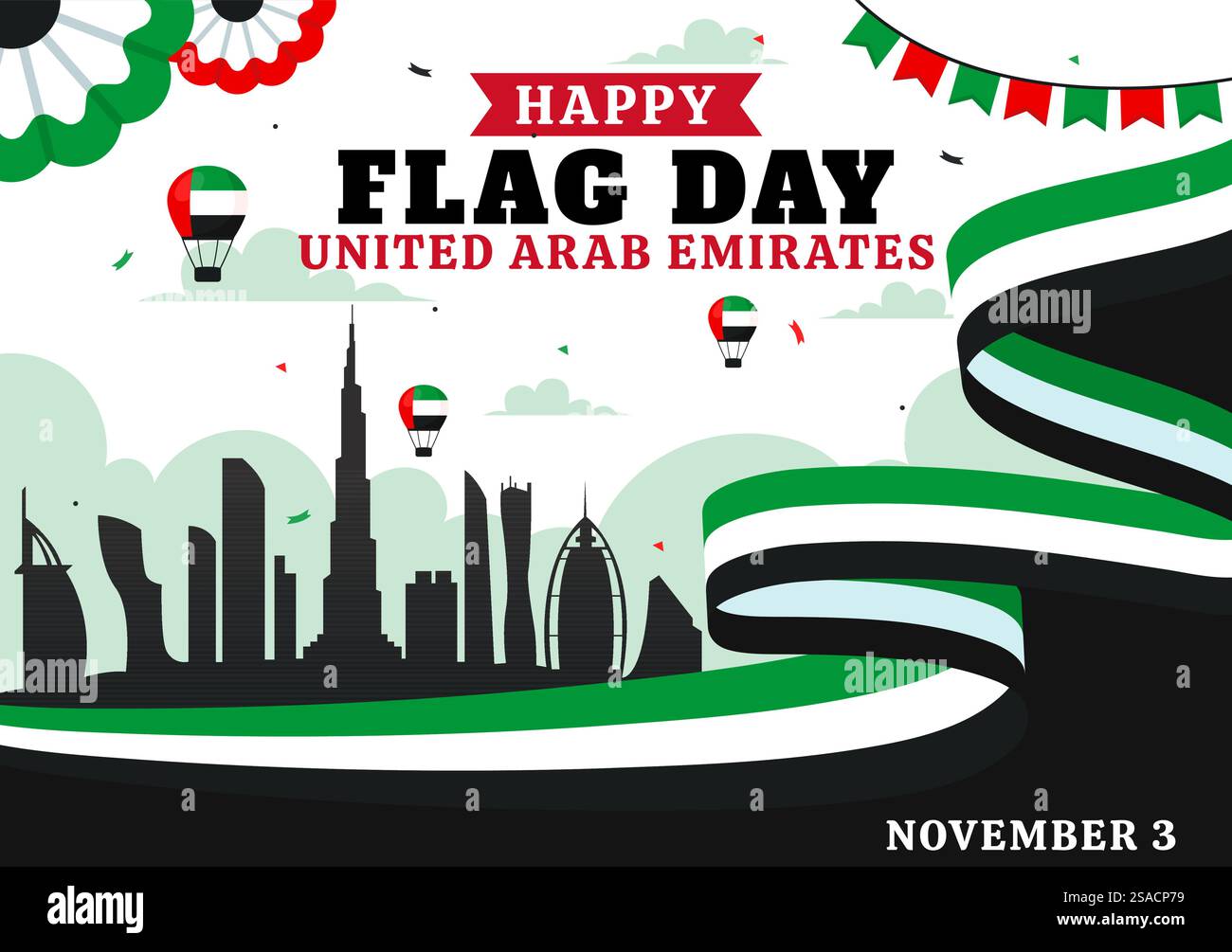 United Arab Emirates Flag Day Vector Illustration on 3rd November ...