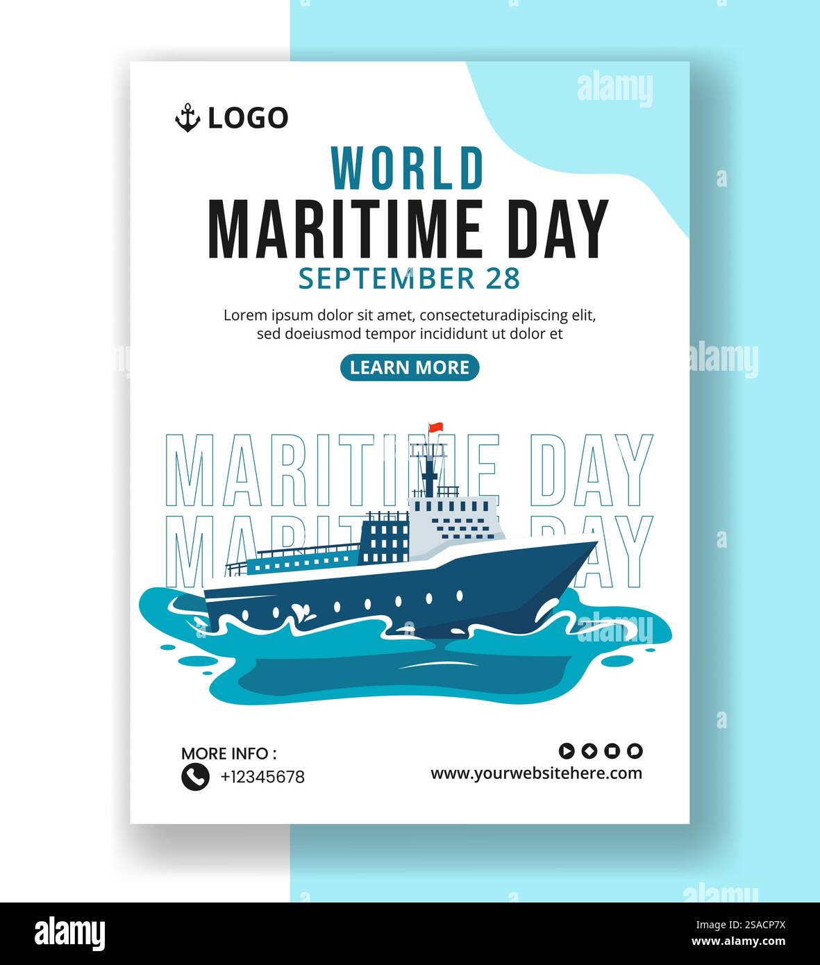 Maritime Day Vertical Poster Flat Cartoon Hand Drawn Templates ...