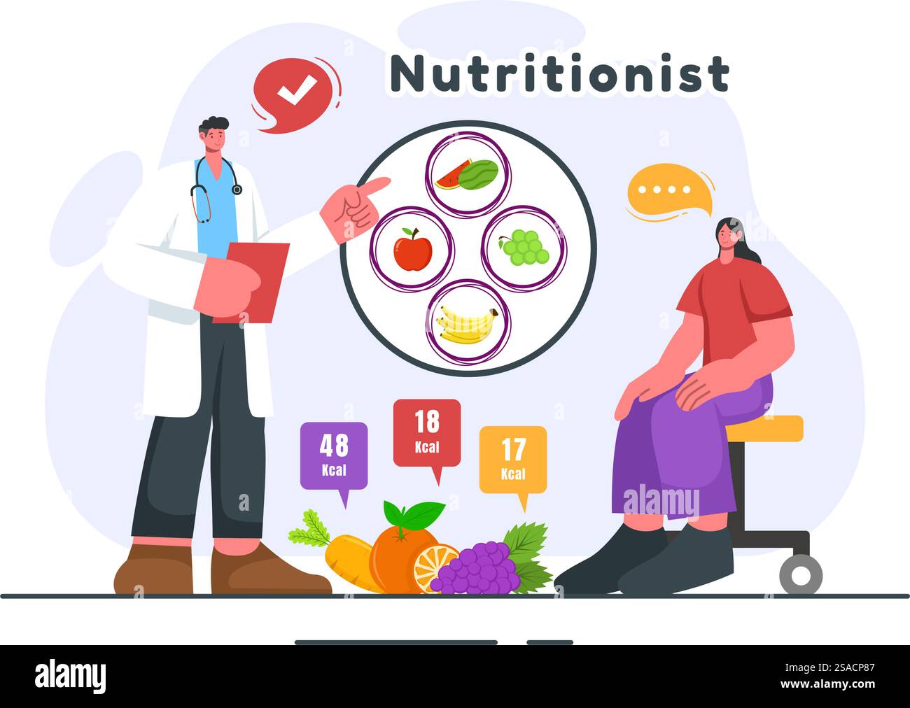 Vector Illustration of a Nutritionist Conducting a Nutritional ...