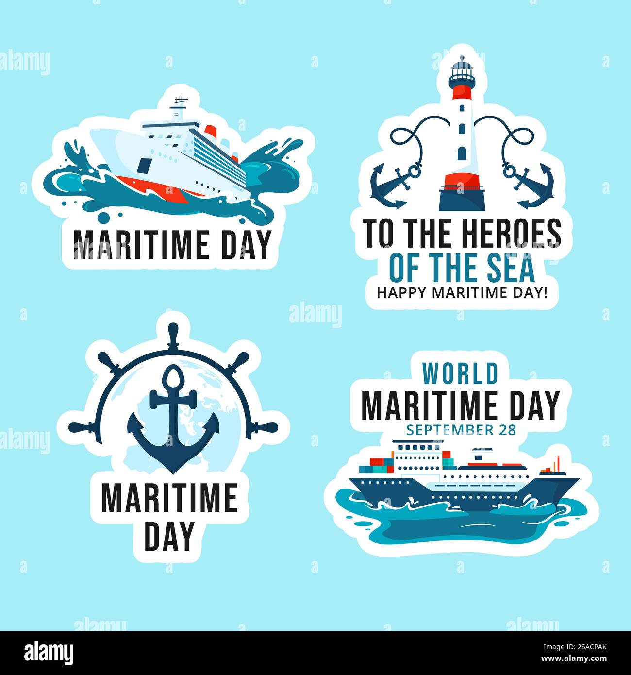Maritime Day Label Flat Cartoon Hand Drawn Templates Background ...