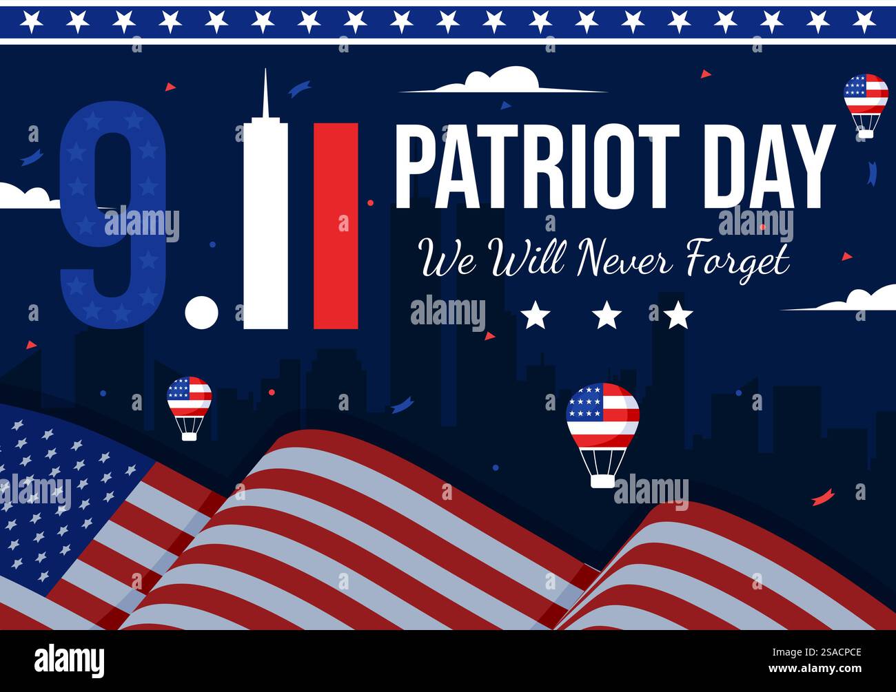 Happy USA Patriot Day Vector Illustration featuring the United States ...