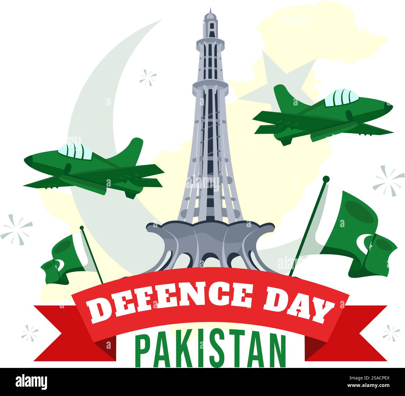 Pakistan Defence Day Vector Illustration on 6th September featuring ...