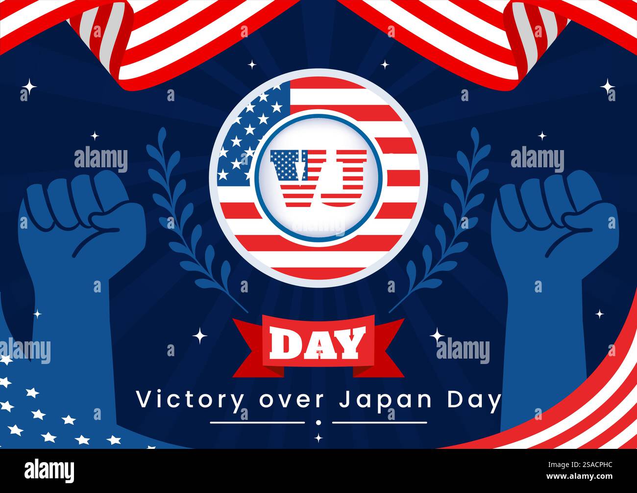 VJ Victory Over Japan Day Celebration Vector Illustration with the ...