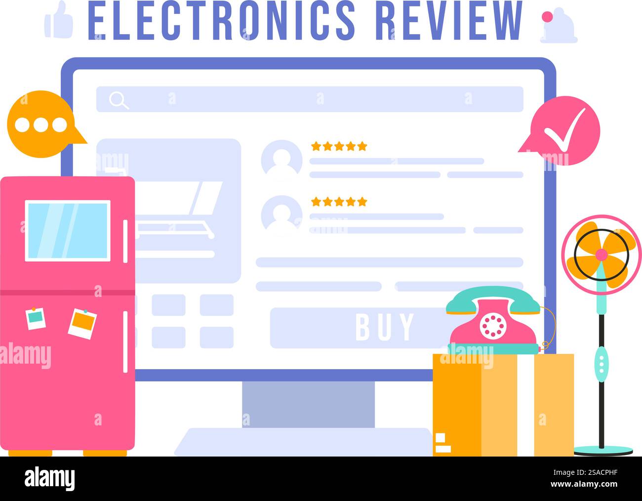 Electronics Review Vector Illustration with Customer Ratings on Quality ...