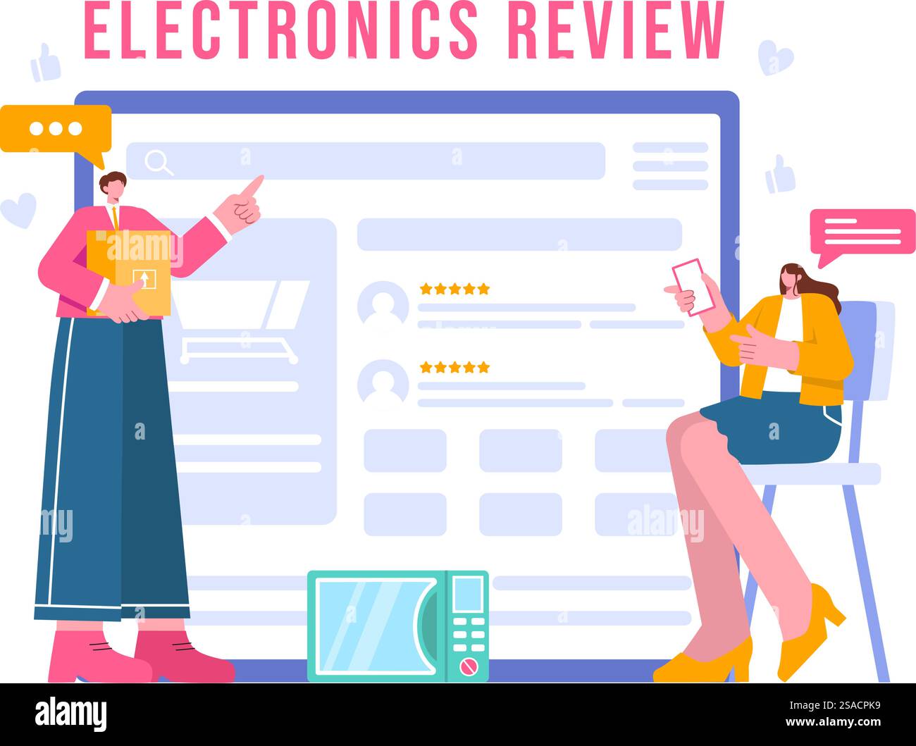 Electronics Review Vector Illustration with Customer Ratings on Quality ...