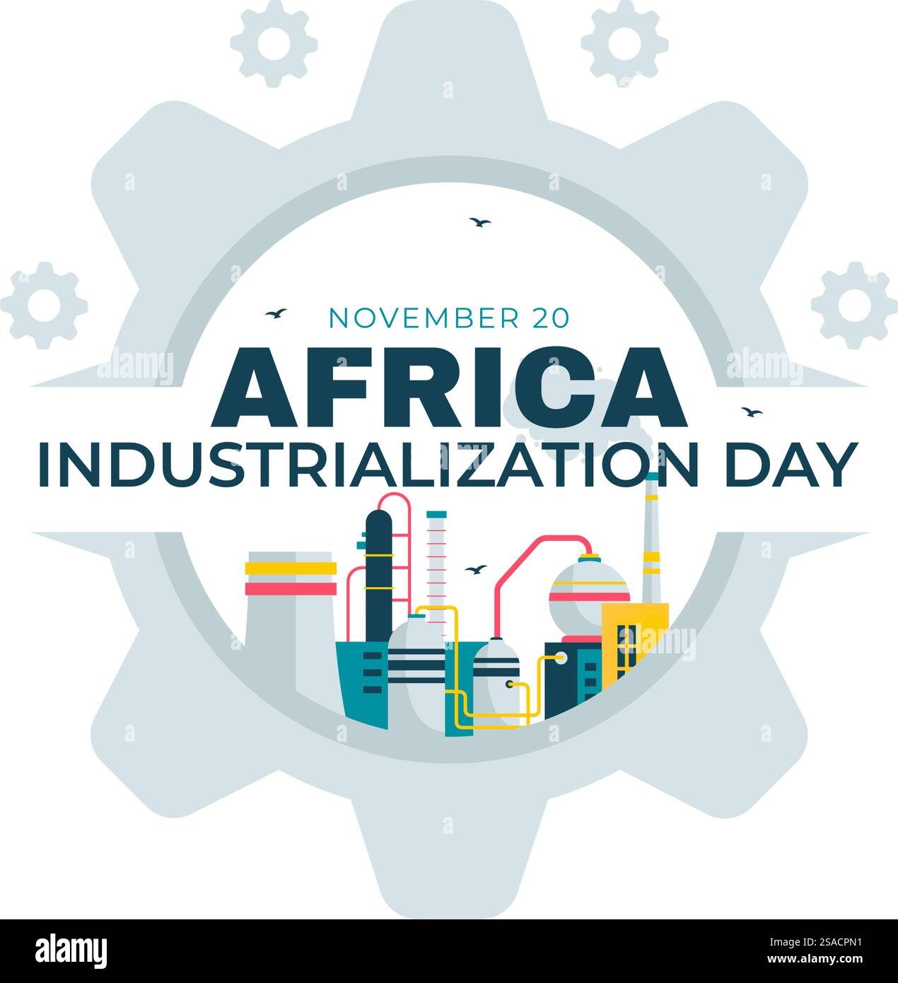 African Industrialization Day Vector Illustration of a Factory Building ...