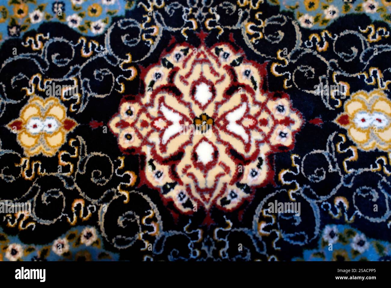 Pattern on an Arabic carpet. Oriental shop. Deira souk. Dubai, UAE ...