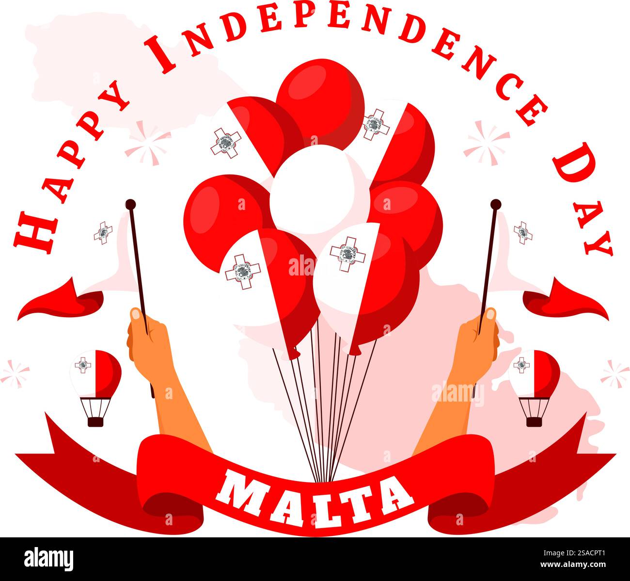 Happy Independence Day of Malta Vector Illustration Celebrating 21st ...
