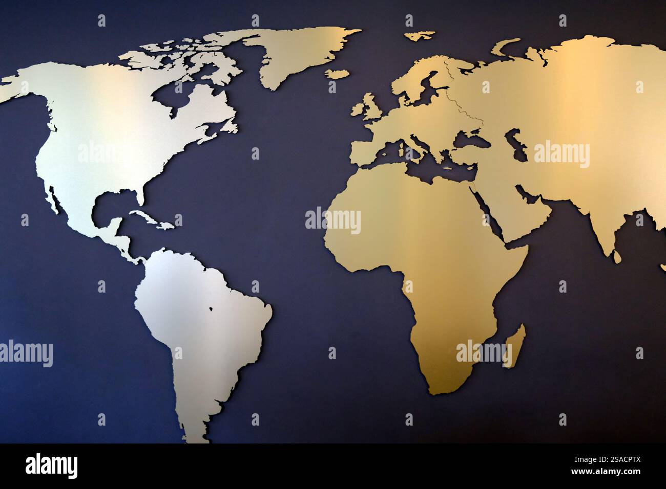 World map with the 5 continents. Geography. Germany Stock Photo - Alamy