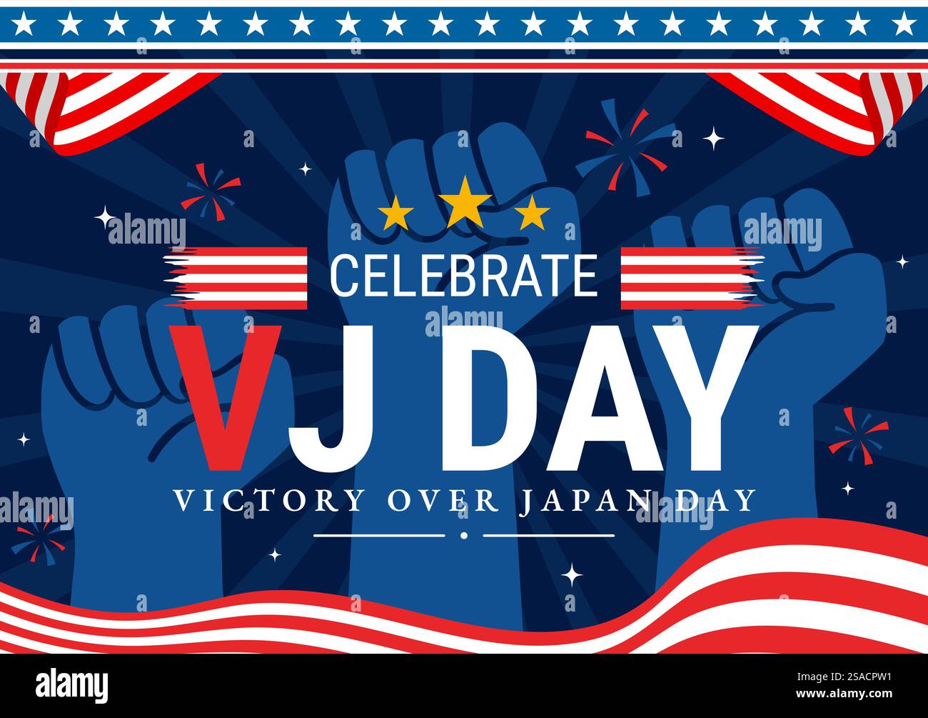 VJ Victory Over Japan Day Celebration Vector Illustration with the ...